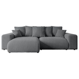 ECKSOFA Ottomane links ESKAR-L 266x176x72 Dunkelgrau Cord