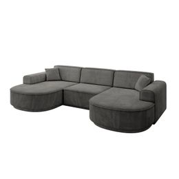 WOHNLANDSCHAFT MARI-U1-v3 - 303x171x83 cm Dunkelgrau Velours
