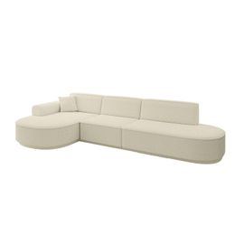 ECKSOFA Ottomane Links MARI-L2-v3 - 328x171x83 cm Beige Boucl&eacute;