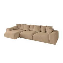 ECKSOFA Ottomane links ESKAR-L2 364x176x72 Beige Velours