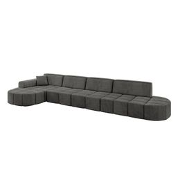 ECKSOFA Ottomane Links LIVO-L3 - 422x173x79,5 cm Dunkelgrau
