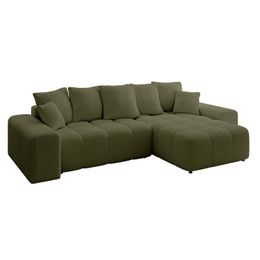 ECKSOFA Ottomane rechts ENIL-L 297x189x68 Gr&uuml;n Boucl&eacute;