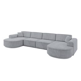 WOHNLANDSCHAFT MARI-U2-v3 - 388x171x83 cm Grau Velours