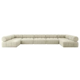 WOHNLANDSCHAFT modulares Sofa Garvo-U3 - 475x190x70 cm Beige Velours
