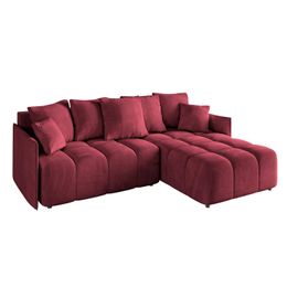 ECKSOFA Ottomane rechts LONLI-L 251x189x68 Bordeaux Velours