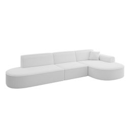 ECKSOFA Ottomane Rechts MARI-L2 - 328x171x79 cm Wei&szlig; Boucl&eacute;