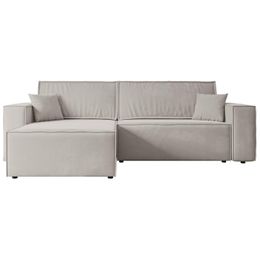 ECKSOFA mit Schlaffunktion und Bettkasten CELTIC-XL - 277x143x83 cm Hellbraun Velours
