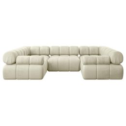 WOHNLANDSCHAFT modulares Sofa Birno-U1 - 285x190x70 cm Beige Velours