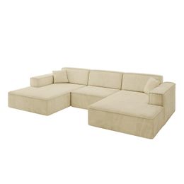 WOHNLANDSCHAFT IREA-U1-v4 - 301x165x77 cm Beige