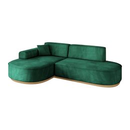 ECKSOFA Ottomane Links MARI-L1-v2 - 243x171x83 cm Gr&uuml;n Velours