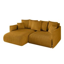 ECKSOFA Ottomane links ONESK-L 216x177x72 Senfgelb Cord