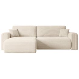 ECKSOFA mit Schlaffunktion und Bettkasten ORRO-L - 272x145x83 cm Beige Cord
