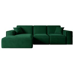 ECKSOFA Ottomane Links SERRA-L - 266x169x80 cm Gr&uuml;n Velours