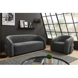 Riess Ambiente Design Sofa VOGUE 200cm grau Chenille Cremona 3-Sitzer Couch mit Nosagfederung Riess-Ambiente Wohnzimmer Landhaus Modern Skandinavisch