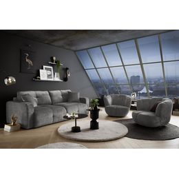 Riess Ambiente Modernes Schlafsofa DIAMOND 235cm silbergrau Chenille Cremona mit Stauraum 3-Sitzer Riess-Ambiente Wohnzimmer