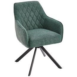 Livetastic Armlehnstuhl, Gr&uuml;n, Schwarz, Holz, Metall, Textil, Pappel, Sperrholz, F&uuml;llung: Schaumstoff, Taschenfederkern, Drehkreuz, 57x84x63 cm, Sitzfl&auml;che 360&deg; drehbar, Esszimmer, St&uuml;hle, Esszimmerst&uuml;hle, Armlehnenst&uuml;hle