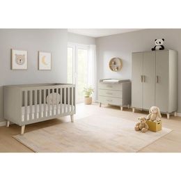 Pinolino Babyzimmer Tami, Eiche, Beige, Holzwerkstoff, 6 F&auml;cher, 3 Schublade(n) Schubladen, individuell planbar,zum Juniorbett umbaubar, h&ouml;henverstellbar, Sprossen mit Normabstand, zum Sitzsofa Aufbauanleitung im Karton, Lattenrost inklusive, Schlupfsprossen, Babym&ouml;bel, Babyzimmer-Sets