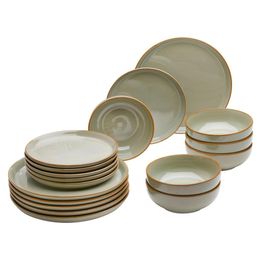 Kombiservice Noah, Olivgr&uuml;n, Keramik, 18-teilig, lebensmittelecht, Essen & Trinken, Geschirr, Geschirr-Sets, Kombiservice