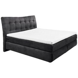 Esposa Boxspringbett, Schwarz, Kunststoff, H3 + H4, 7-Zonen, 180x200 cm, gepolstertes Kopfteil, Federkernmatratze, Topper durchgehend, Schlafzimmer, Betten, Doppelbetten