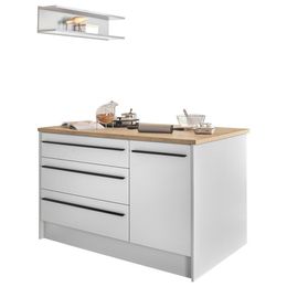 P & B K&uuml;cheninsel, Wei&szlig;, Eiche, Holzwerkstoff, 3 Schublade(n) Schubladen, einzeln stellbar, 145x90x90 cm, h&ouml;henverstellbare F&uuml;&szlig;e, K&uuml;chen, K&uuml;chenm&ouml;bel, K&uuml;cheninseln