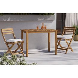 Ambia Garden Balkonset, Akazie, Holz, Akazie, Hartholz, F&uuml;llung: Baumwollf&uuml;llung, 100x59x74 cm, Stuhl klappbar, Balkonm&ouml;bel, Balkonm&ouml;bel-Sets