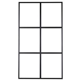Trennwand, Schwarz, Metall, Glas, 120x210x2 cm, Wohnzimmer, Raumteiler & Paravents