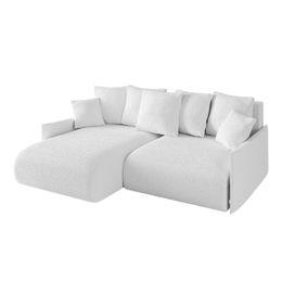 ECKSOFA Ottomane links ONESK-L -v1 216x177x72 Wei&szlig; Boucl&eacute;