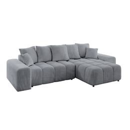 ECKSOFA Ottomane rechts ENIL-L 297x189x68 Hellgrau Velours