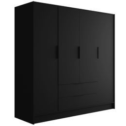 KLEIDERSCHRANK mit Fl&uuml;gelt&uuml;ren KOLIN 200x200cm Schwarz