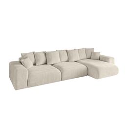 ECKSOFA Ottomane rechts ESKAR-L2 364x176x72 Cappuccino Velours