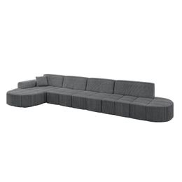 ECKSOFA Ottomane Links LIVO-L3 - 422x173x79,5 cm Dunkelgrau
