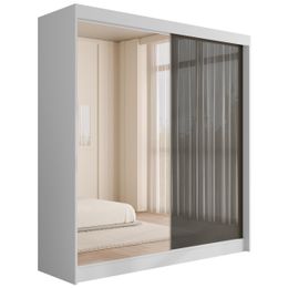 KLEIDERSCHRANK VESLI - 200 cm - Wei&szlig;|Grau