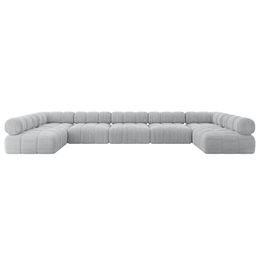 WOHNLANDSCHAFT modulares Sofa Garvo-U3 - 475x190x70 cm Grau Cord