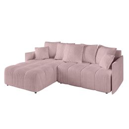 ECKSOFA Ottomane links LONLI-L 251x189x68 Rosa Cord