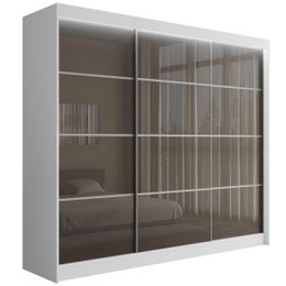 KLEIDERSCHRANK PEKA III mit LED - 250 cm - Wei&szlig;|Grau