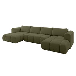 WOHNLANDSCHAFT CLOUD-U 405x185x90 Gr&uuml;n Boucl&eacute;