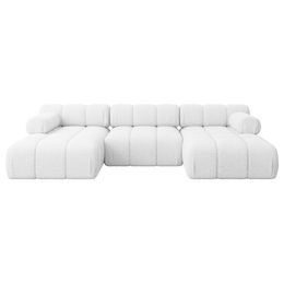 WOHNLANDSCHAFT modulares Sofa Tesso-U1 - 285x160x70 cm Wei&szlig; Boucl&eacute;