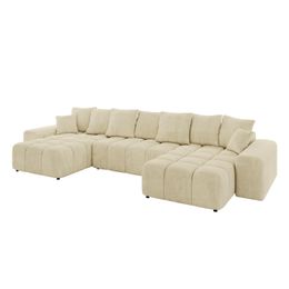 WOHNLANDSCHAFT ENIL-U 401x189x68 Beige Velours