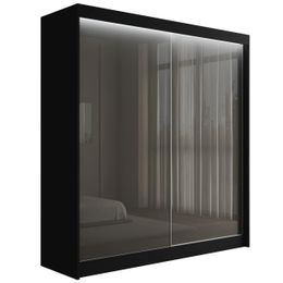 KLEIDERSCHRANK PEKA mit LED - 200 cm - Schwarz|Grau
