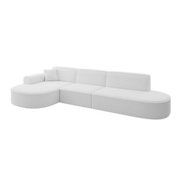 ECKSOFA Ottomane Links MARI-L2 - 328x171x79 cm Wei&szlig; Boucl&eacute;