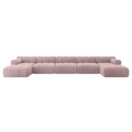 WOHNLANDSCHAFT modulares Sofa Tesso-U3 - 475x160x70 cm Rosa Cord