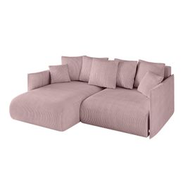 ECKSOFA Ottomane links ONESK-L 216x177x72 Rosa Cord