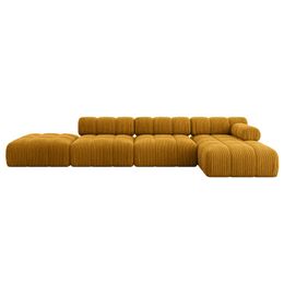 ECKSOFA modulares Sofa Lizur-L2 - 380x160x70 cm Senfgelb Cord