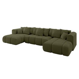 WOHNLANDSCHAFT CLOUD-U-v1 405x185x90 Gr&uuml;n Boucl&eacute;