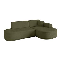 ECKSOFA Ottomane Rechts MARI-L1-v3 - 243x171x83 cm Gr&uuml;n Boucl&eacute;