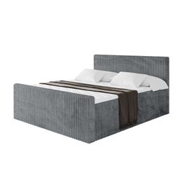 BOXBETT mit Matratze H4 und Lattenrost - TOLO-Z - 140x200 Cord - Dunkelgrau