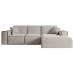 ECKSOFA Ottomane Rechts SERRA-L - 266x169x80 cm Hellbraun Velours