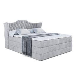 BOXSPRINGBETT VILA KING - 200x200 - H3/H4 - Hellgrau