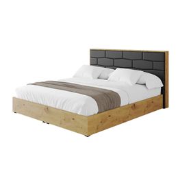 POLSTERBETT mit Bettkasten und Lattenrost, Boxbett ohne Matratze - ENZO8 140x200 Schwarz Kunstleder