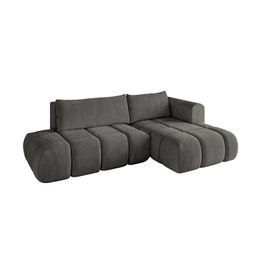 ECKSOFA Ottomane Rechts CLOUD-L 280x185x90 Dunkelgrau Velours